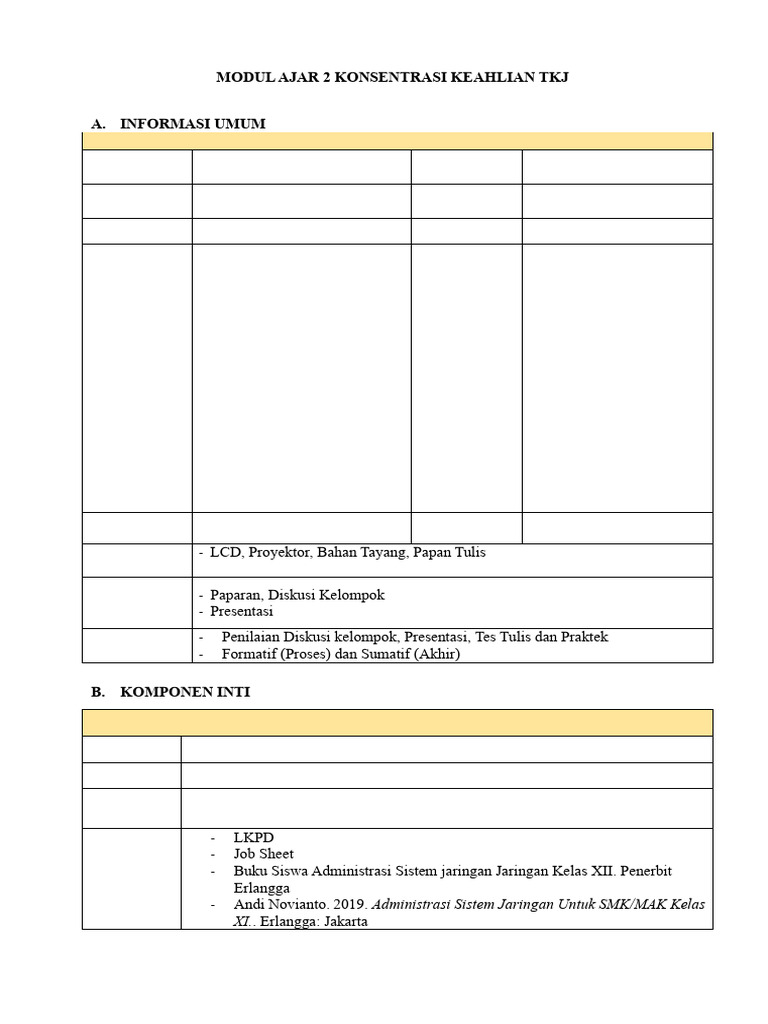 MODUL AJAR Elemen 5 ASJ 4 KONSENTRASI KEAHLIAN TKJ | PDF