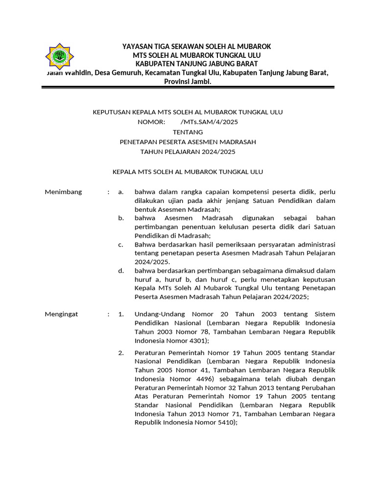 SK Peserta AM 2025 | PDF