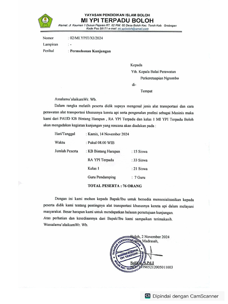 Surat Permohonan Edutrain | PDF
