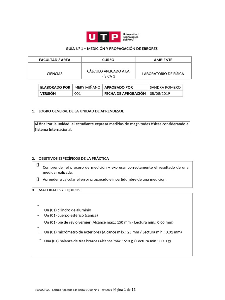 CUESTIONARIO Lab - 01 Mediciones y Errores | PDF | Medición | Exactitud y precisión