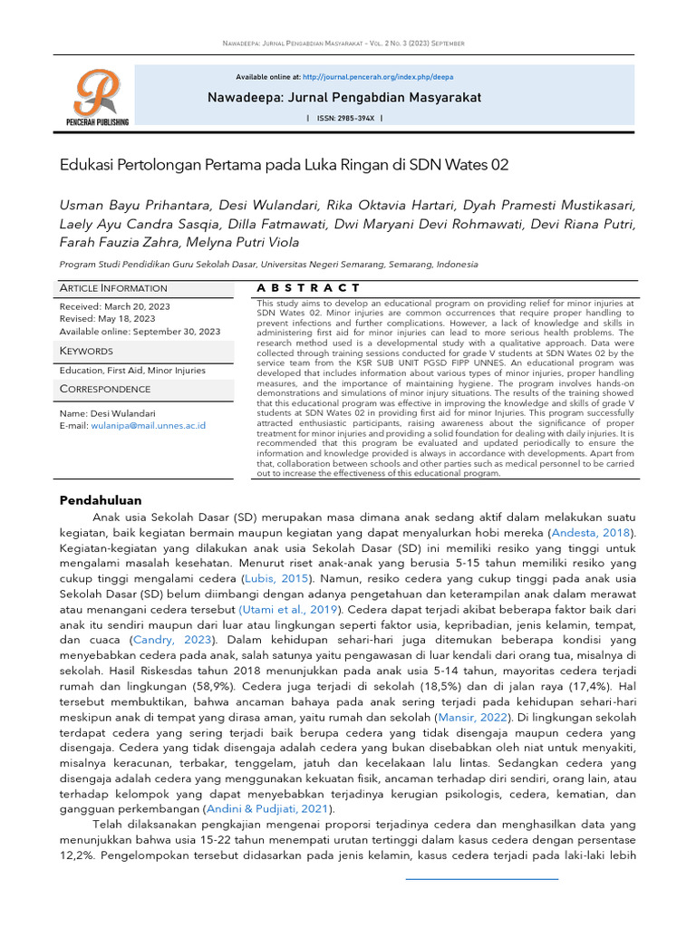 (First Aid Luka Ringan) Jurnal 3 | PDF