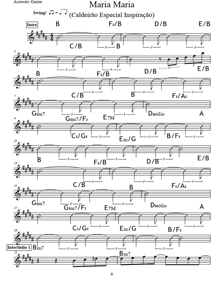 Maria Maria - Acoustic Guitar | PDF