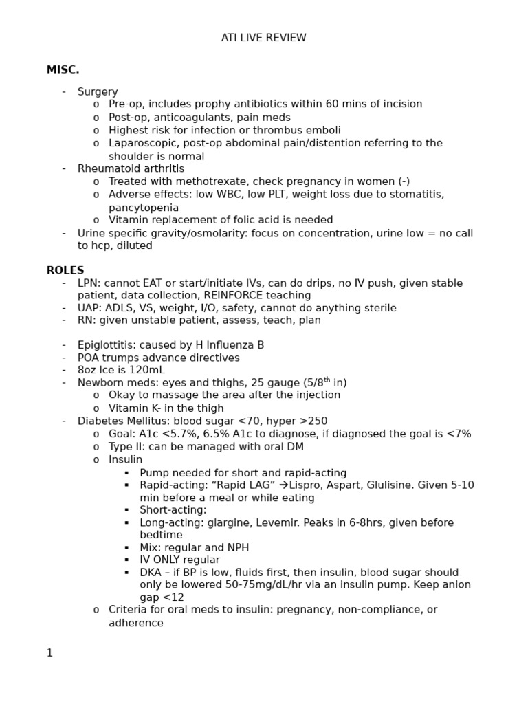 Ati Live Review | PDF | Human Diseases And Disorders | Medicine