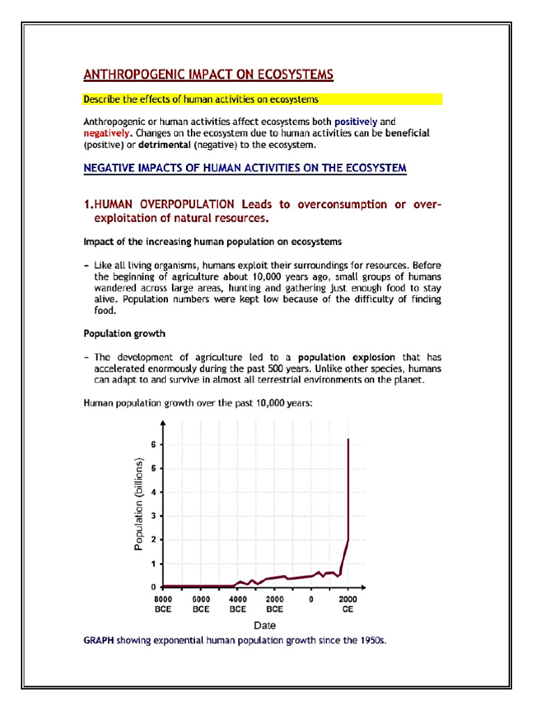 (Supp Notes For Reading) F5-6 Antropogenic Impac On Ecosystem. | PDF