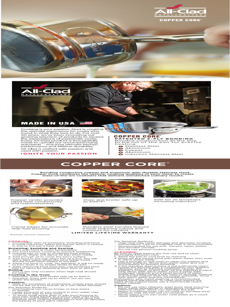 All-Clad Copper Core User Manual | PDF