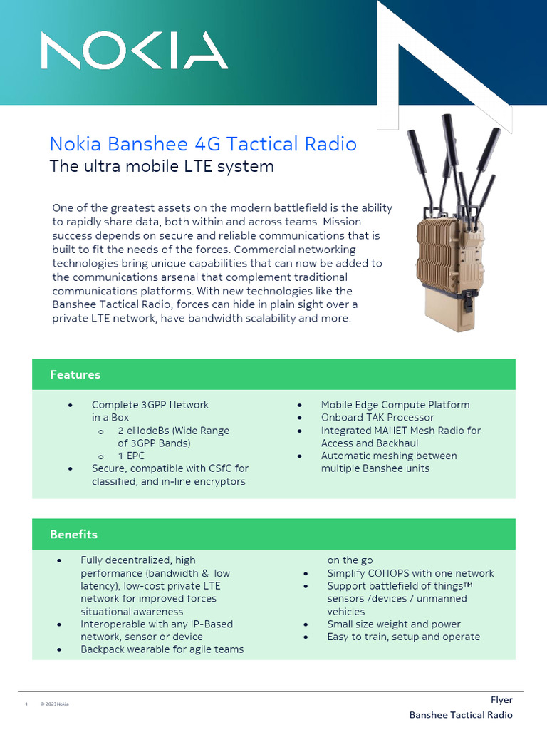 Nokia Banshee Tactical Radio Overview | PDF | Lte (Telecommunication ...