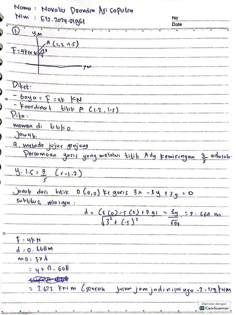 Tugas Mekanika Momen Novalia Deandra E12 | PDF