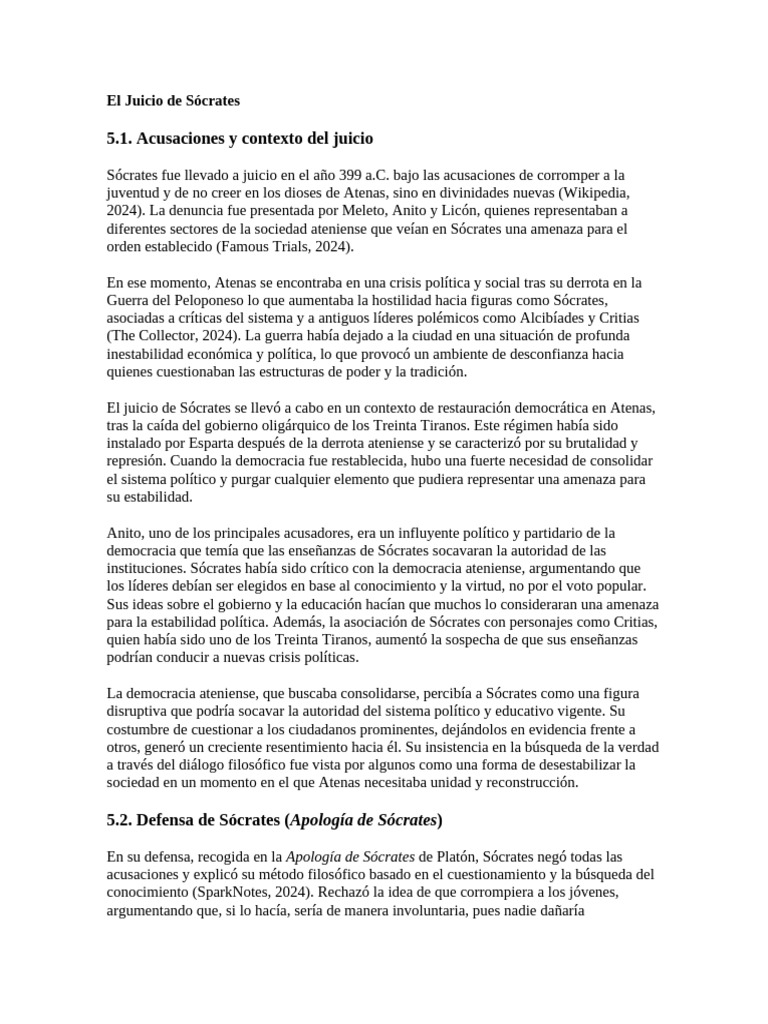El Juicio de Sócrates Monografia | PDF | Sócrates | Platón