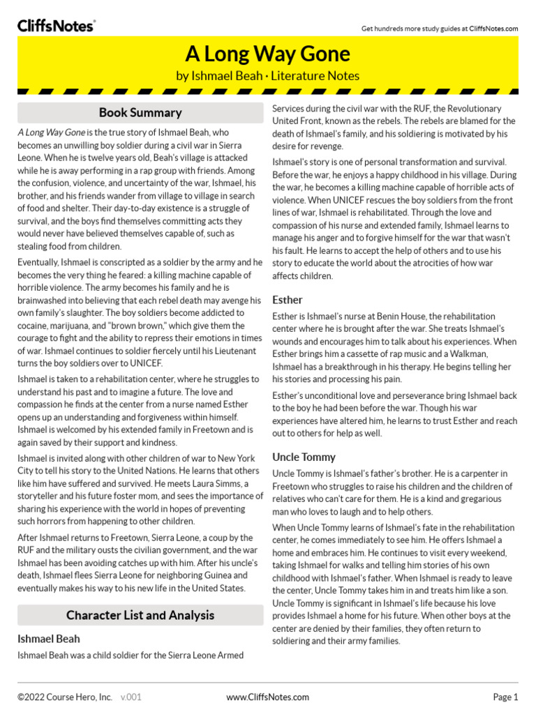 CliffsNotes On A Long Way Gone | PDF