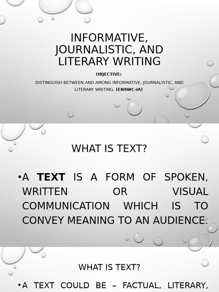 Informative, Journalistic, and Literary Writing | PDF