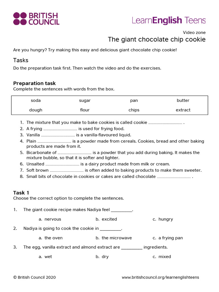 Giant Chocolate Chip Cookie Recipe | PDF | Cakes | Sodium Bicarbonate