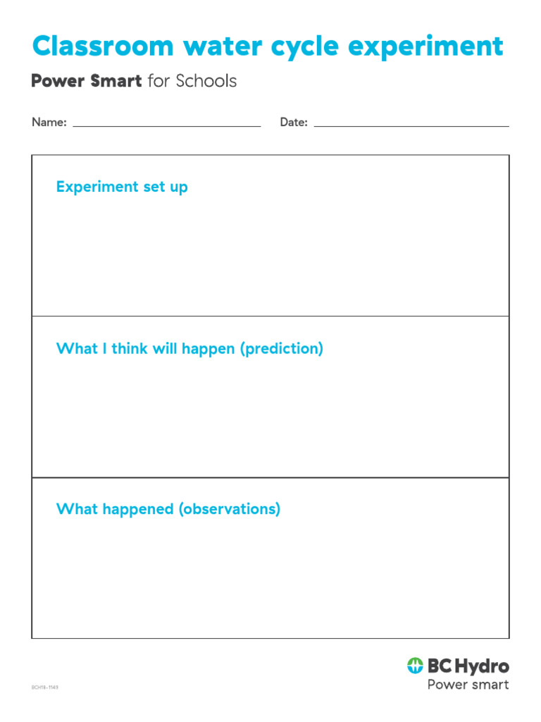 Water Cycle Experiment Worksheet | PDF