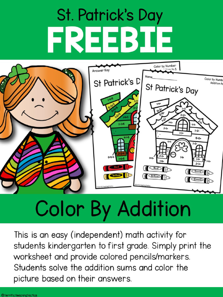 Color by Addition Freebie ST Patricks Day and Spring | PDF