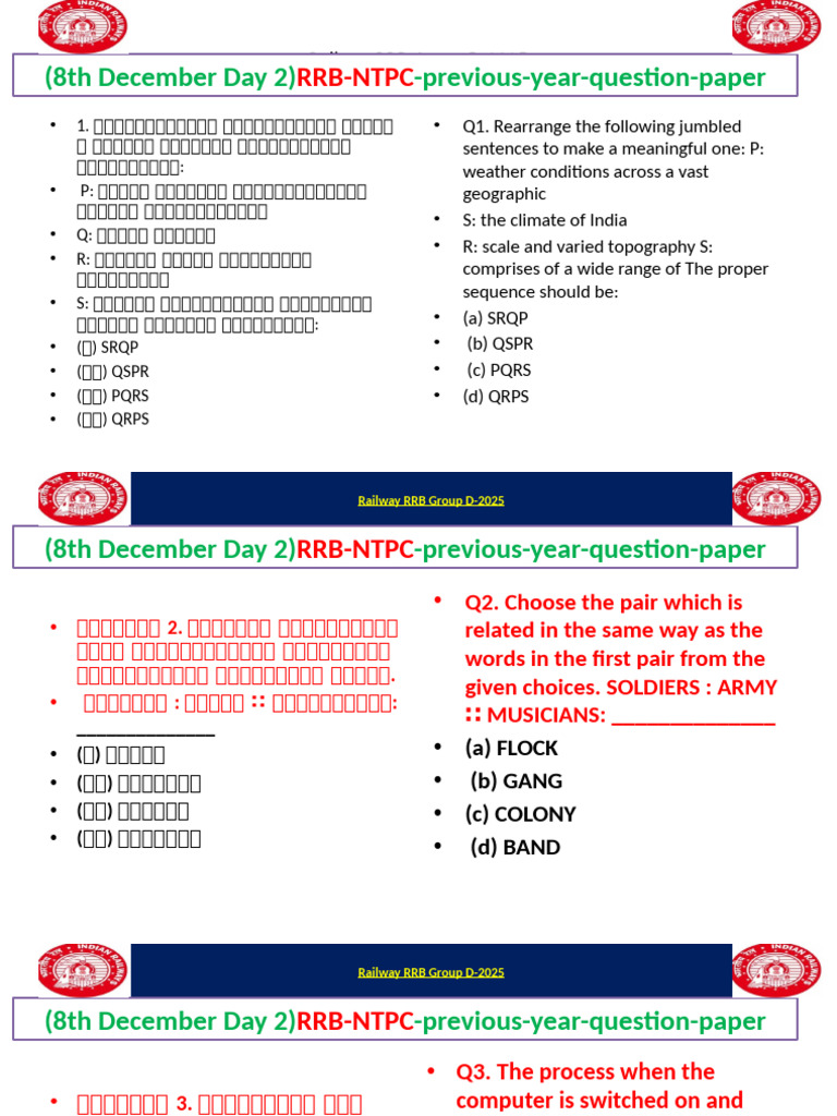 (8th December Day 2) RRB-NTPC-previous-year-question-paper | PDF