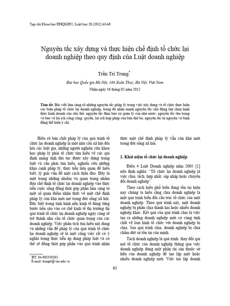 Nguyên T Cxâyd NG Và TH Chi NCH NHT CH CL I Doanh Nghi P Theo Quy NHC Alu T Doanh Nghi P | PDF