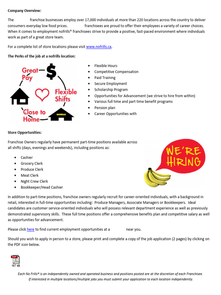 No Frills Job Application Guide | PDF | Franchising | Employee Relations