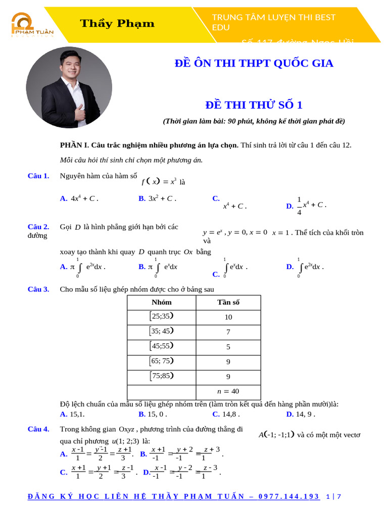Toán 1 | PDF