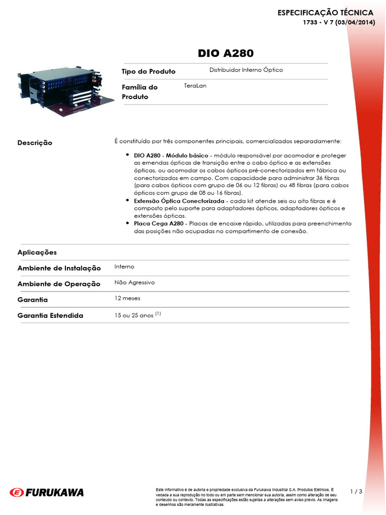 DIO A280: Distribuidor Óptico 48F | PDF