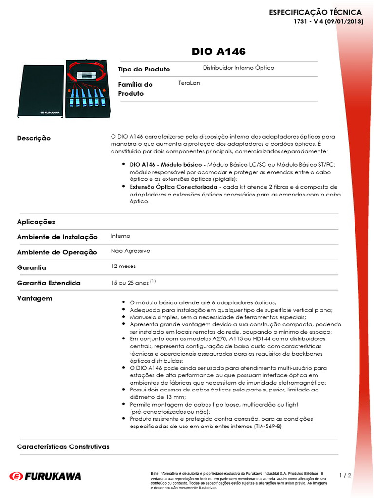 Furukawa DIO A146 - Catálogo | PDF | Rede de computadores