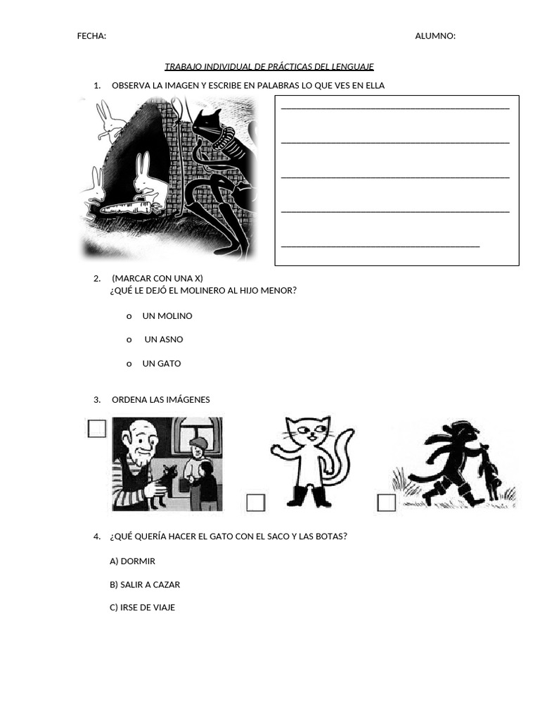 Evaluacion de El Gato Con Botas | PDF