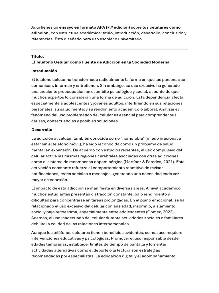 Adicción al Celular en Adolescentes | PDF | Sicología | Ciencias del ...