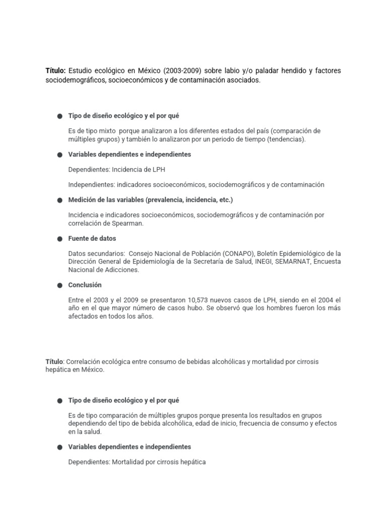 Eercicio Estudios Ecológicos | PDF