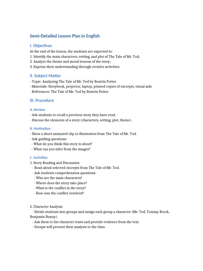 Semi Detailed Lesson Plan | PDF
