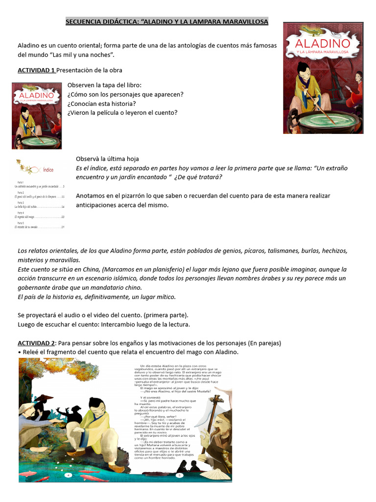 Secuencia Didáctica: Aladino y la Lámpara | PDF | Verbo