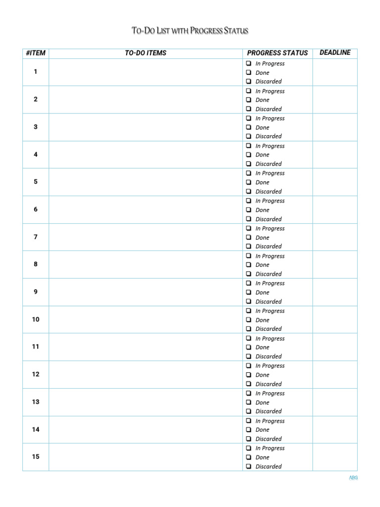To-Do List With Progress Status | PDF