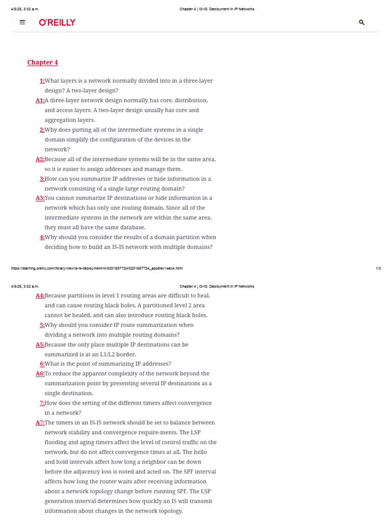 Chapter 4 - IS-IS - Deployment in IP Networks | PDF | Routing | Internet Protocols