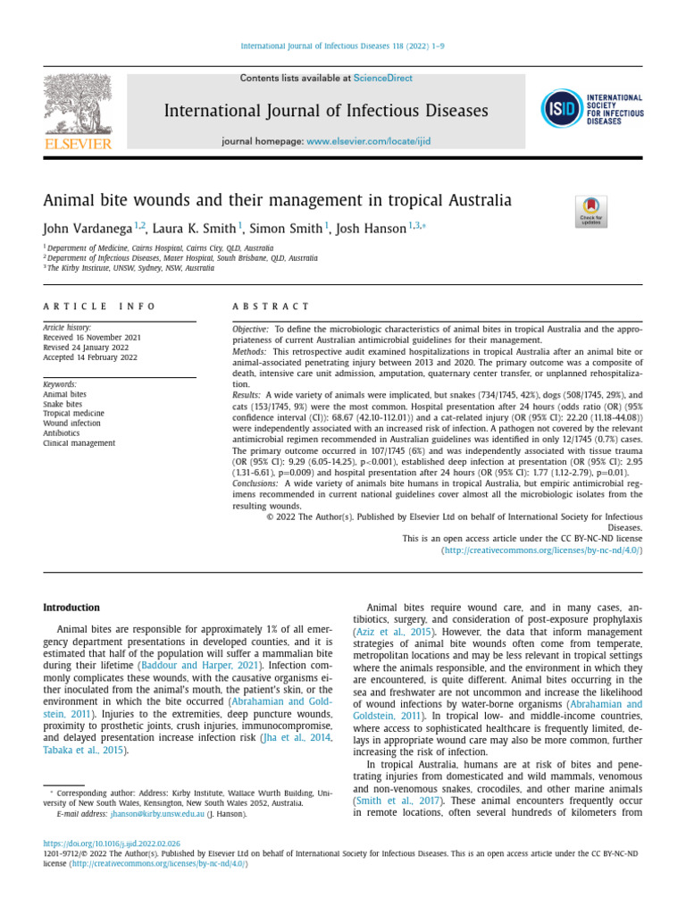 Animal Bite Wounds and Their Management I 2022 International Journal of ...