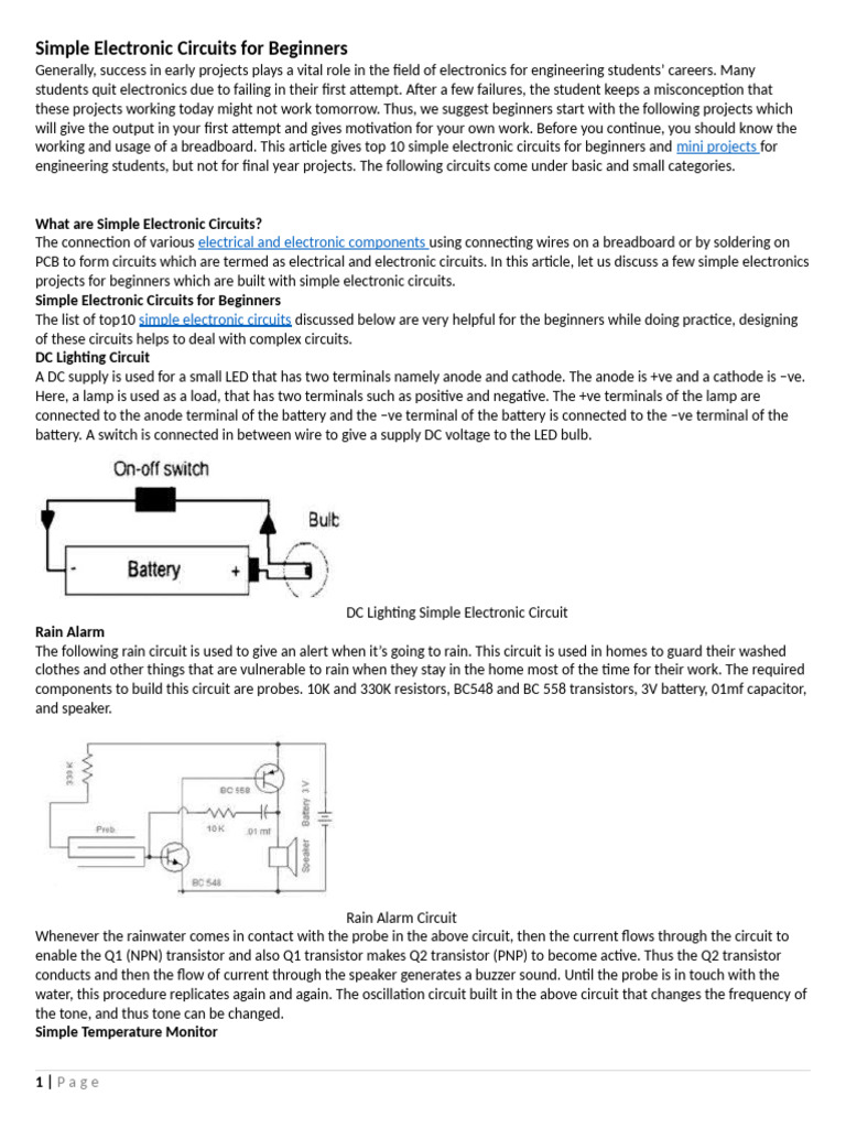 Simple Electronic Circuits For Beginners | PDF | Operational Amplifier ...