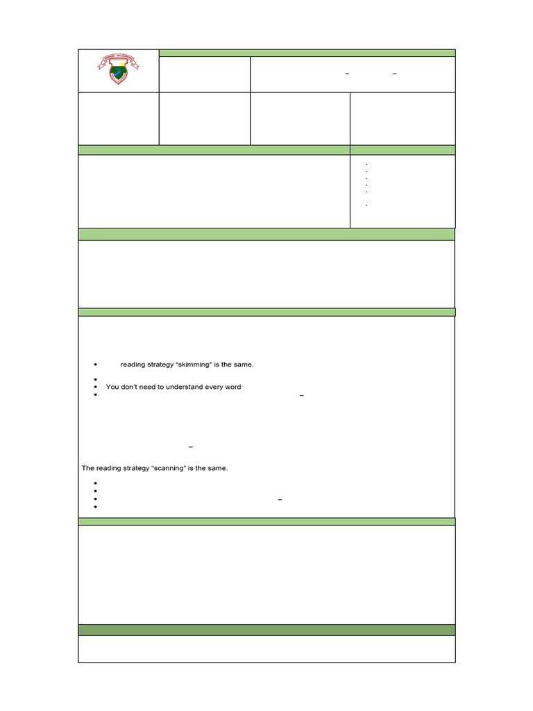 Lesson Plan 13 - Grade 6TH | PDF | Speed Reading | Cognitive Science