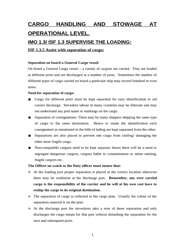 Cargo Separation Techniques in Shipping | PDF | Cargo | Port