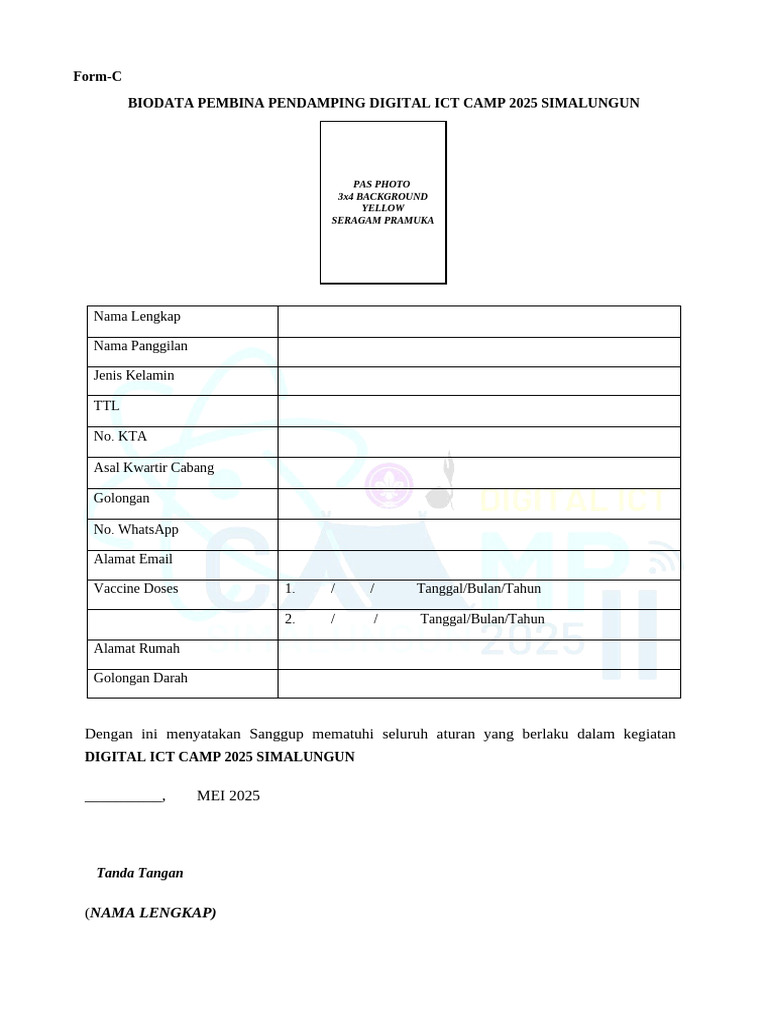 Form Biodata Pembina Pendamping | PDF