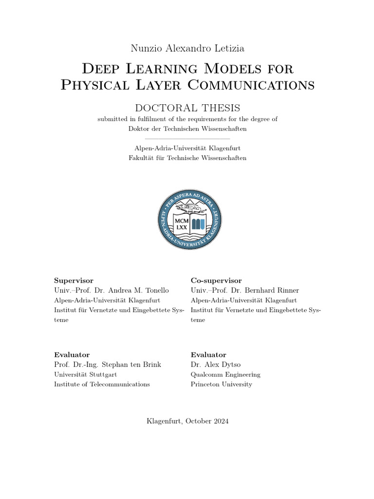 Deep Learning Models for Physical Layer Communications | PDF | Estimator | Mean Squared Error