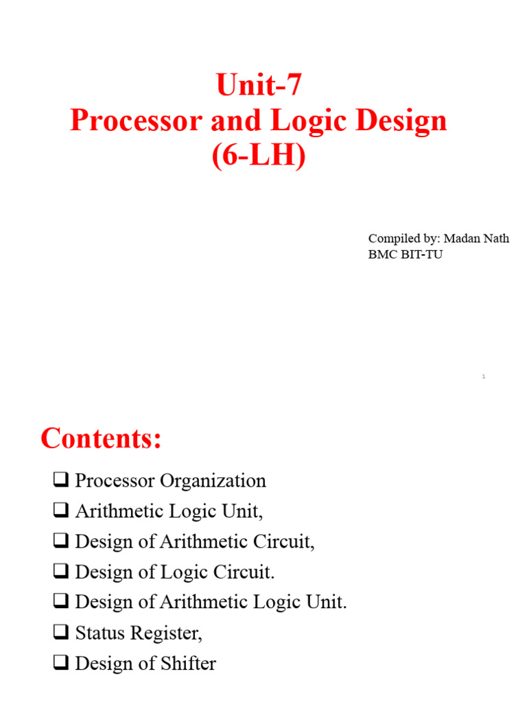 Processor and Logic Design Overview | PDF | Logic Gate | Central ...