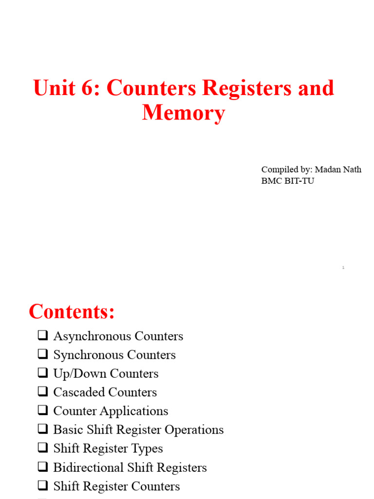 Unit 6 Counters Registers and Memory BitinfoNepal | PDF | Random Access Memory | Central ...