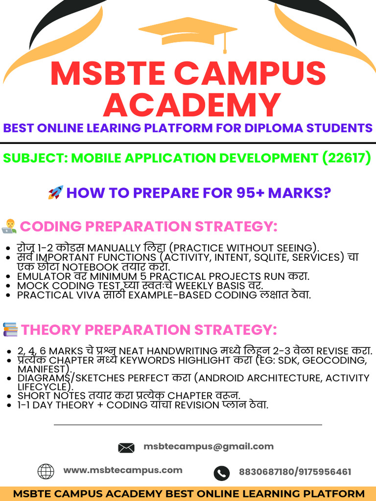MAD 22617 MSBTE 95+ Target Question Bank MSBTE Campus Academy 1 | PDF | Android (Operating ...