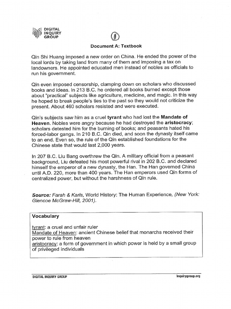 China Context DBQ (Topic 1.1) | PDF