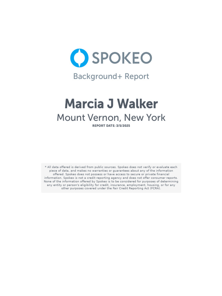 Spokeo Background+ Report Marcia Walker 20250305 | PDF | Telephone ...