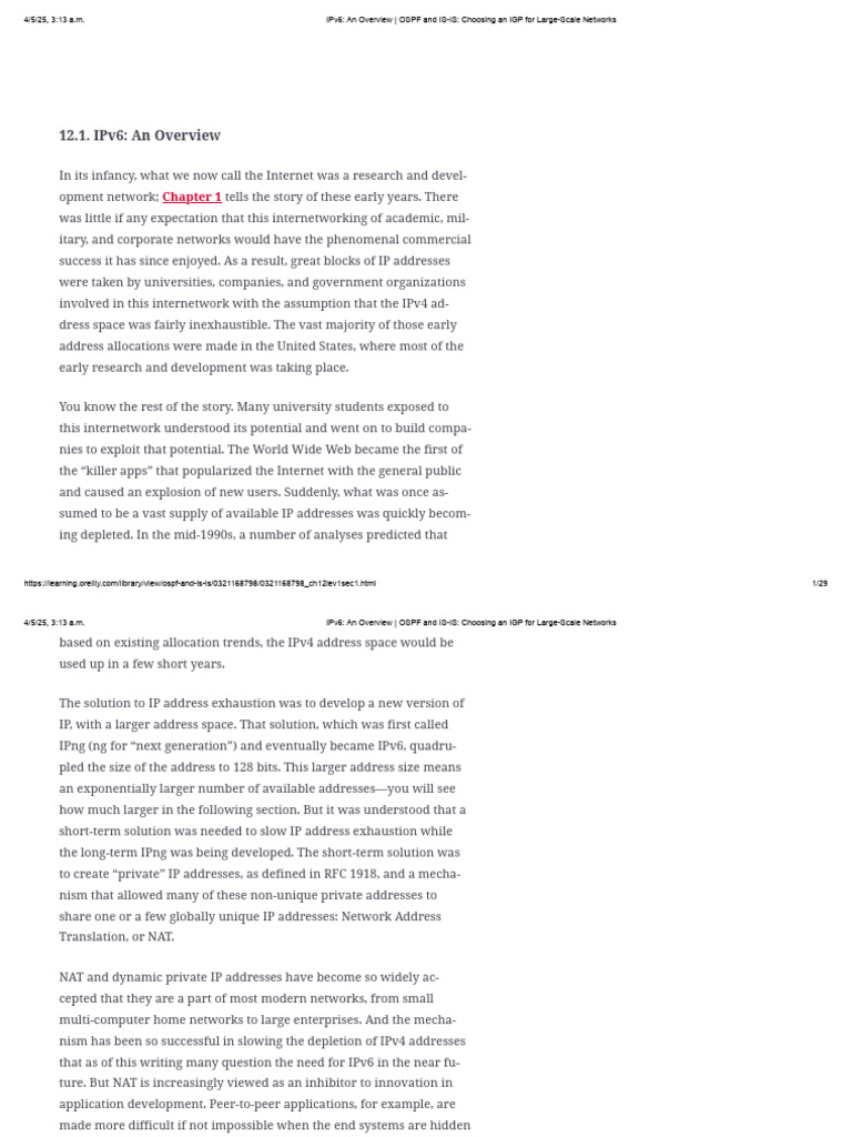 IPv6 - An Overview - OSPF and Is-Is - Choosing An IGP For Large-Scale Networks | PDF | I Pv6 ...