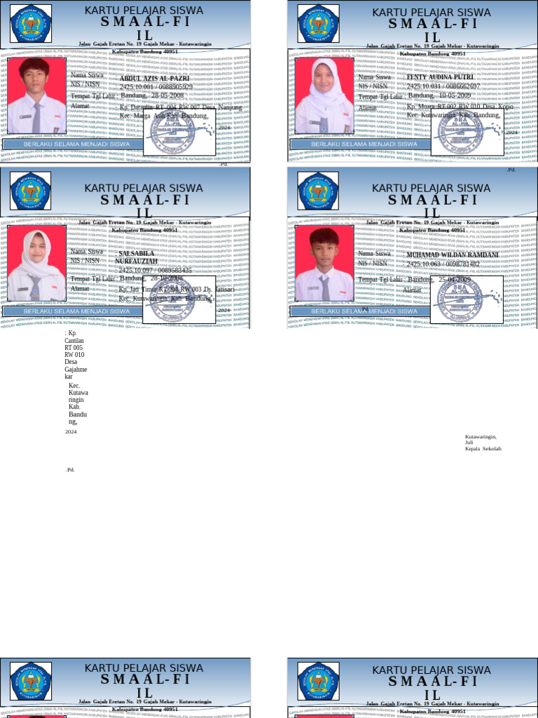 Kartu Sma Alfiil 2025 | PDF