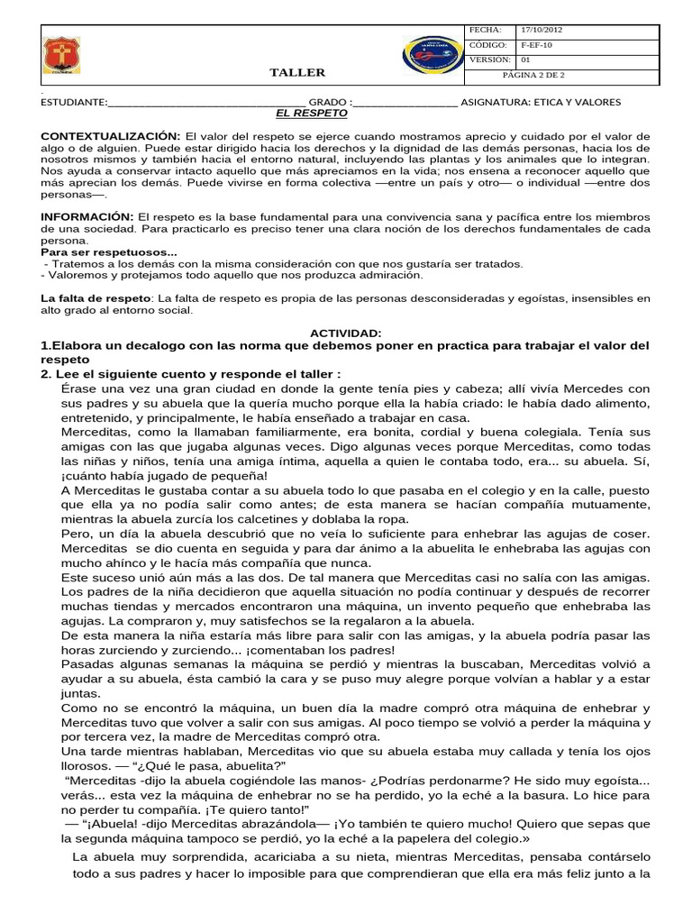 Importancia del Respeto en Ética y Valores | PDF