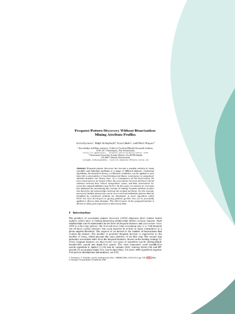 Frequent Pattern Discovery Without Binarization Mining Attribute Profiles 1st Edition by Attila ...