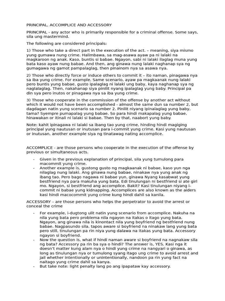 Types of Principals in Criminal Law | PDF | Aiding And Abetting ...