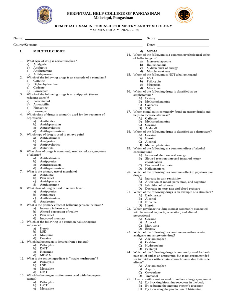 Remedial Exam in Forensic | PDF | Soil | Psychoactive Drugs
