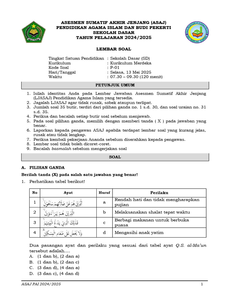 Naskah Soal Asaj Kurmer - 2025 | PDF