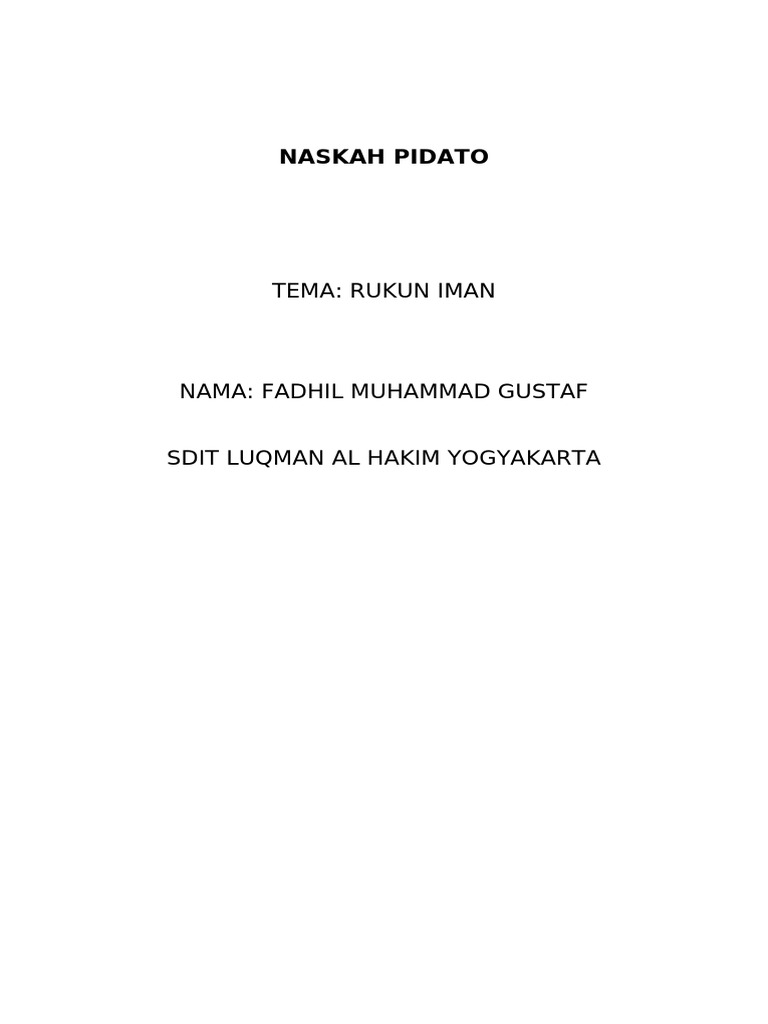 Teks Pidato Rukun Iman | PDF