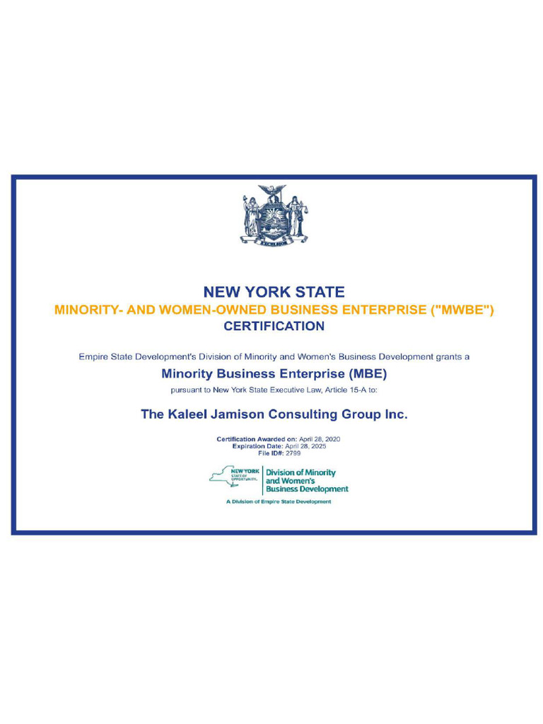 2020-2025 NYS MBE Certificate-1 | PDF
